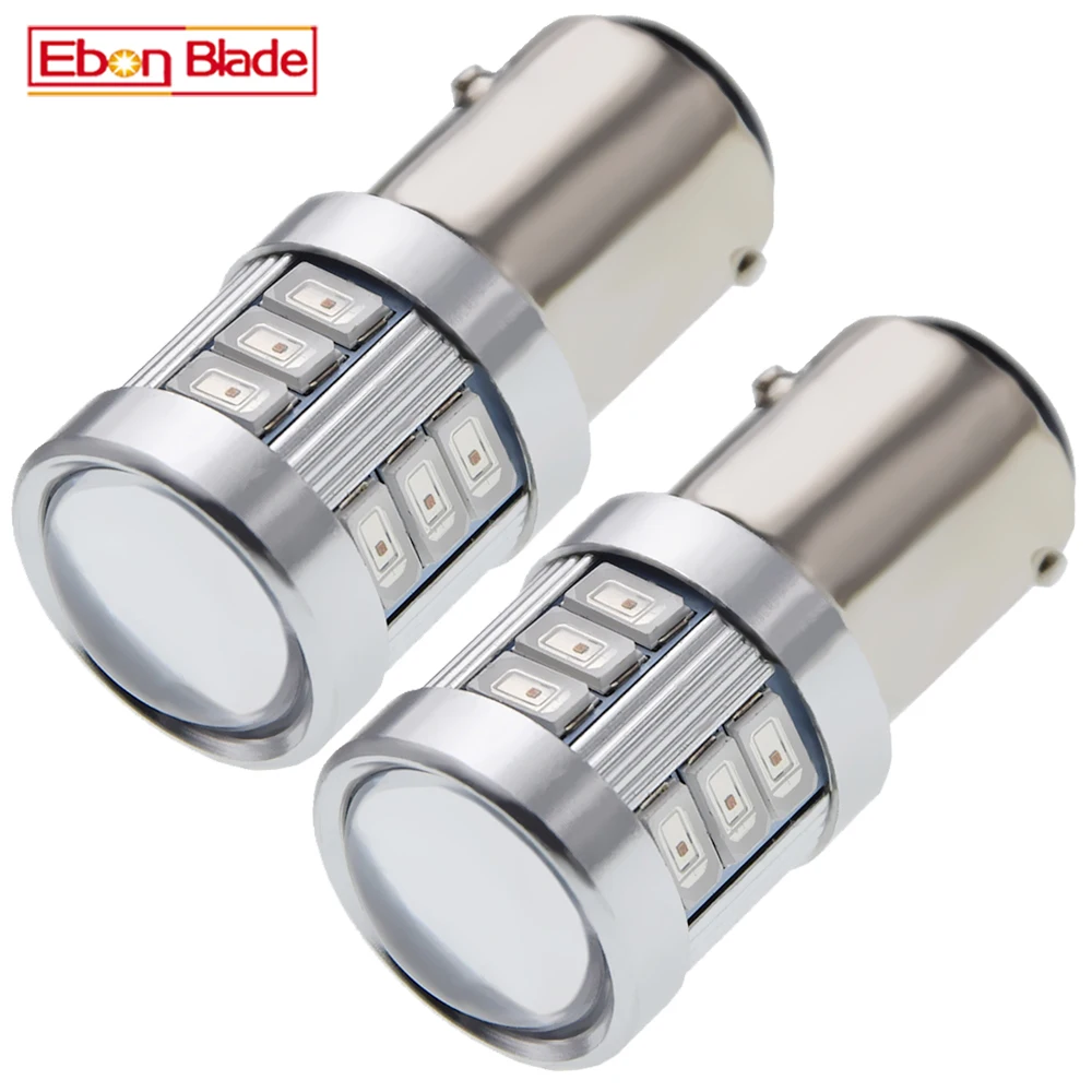 2-x-Red-566-P21-4W-7225-BAZ15d-BA15D-BAY15D-LED-Bulb-5630-18SMD-Auto ...