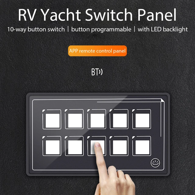 Waterproof 10 Gang RV Switch Panel Bluetooth APP Control Kit LED Light ...