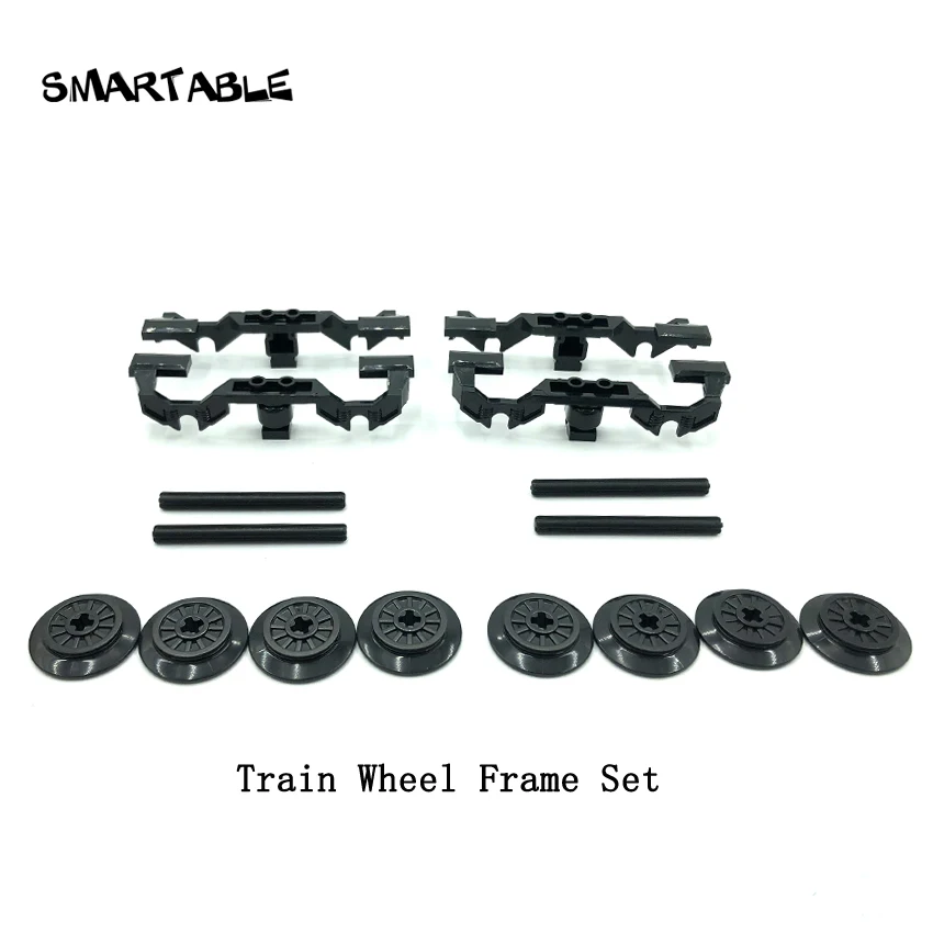 Smartable Train Wheel Frames +Wheels+ Axle Set MOC Parts Building Block ...