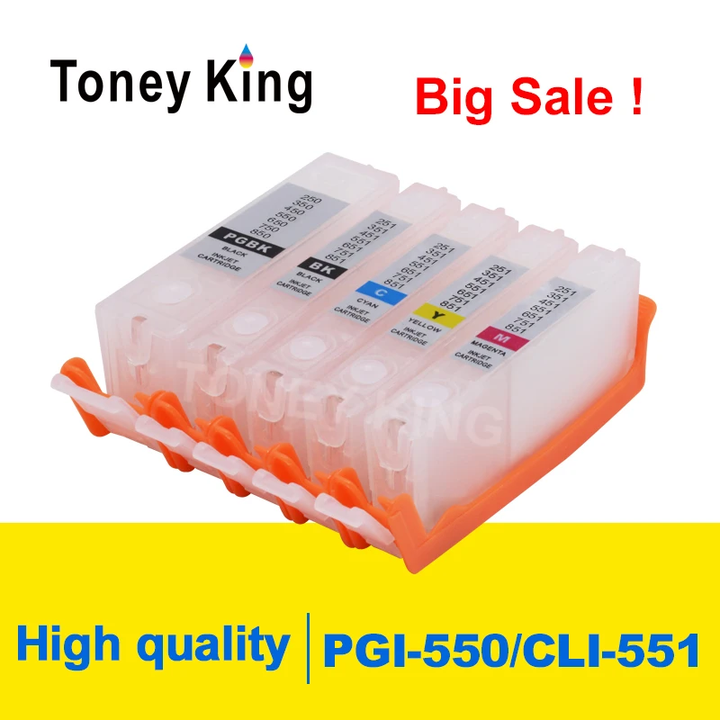 Toney King Refillable Ink Cartridge For Canon PGI 550 CLI 551 PIXMA ...