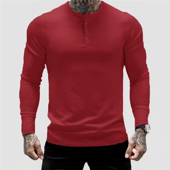 Men's Button Collar Long Sleeve Sports & Workout T Shirt - Men's ...