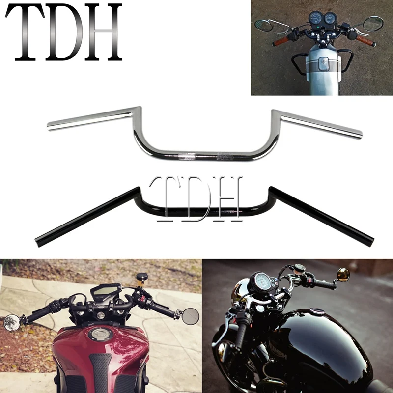 Manillar negro mate Cafe Racer Clubman 7/8 "1" Vintage manillar bares ...