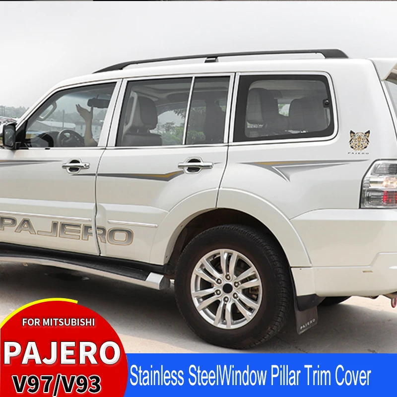 For-Mitsubishi-Pajero-Window-Frame-Protection-Strip-Stainless-Steel-V97 ...