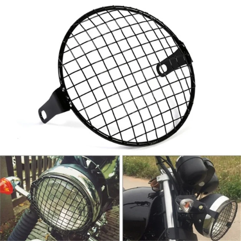 Universal Motorcycle Headlight 16cm Grill Mesh Lattice Grid Vivid Black ...