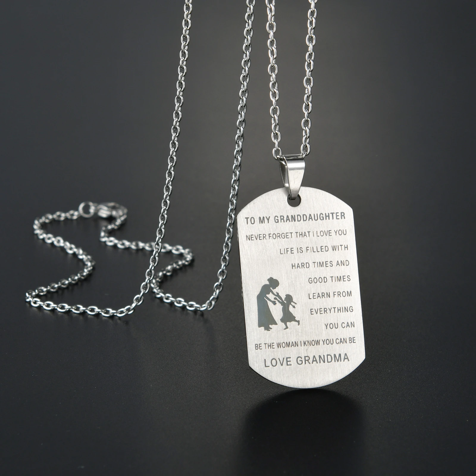 New-Fashion-Stainless-Steel-Family-Necklace-To-My-Son-Daughter-Love-Dad ...