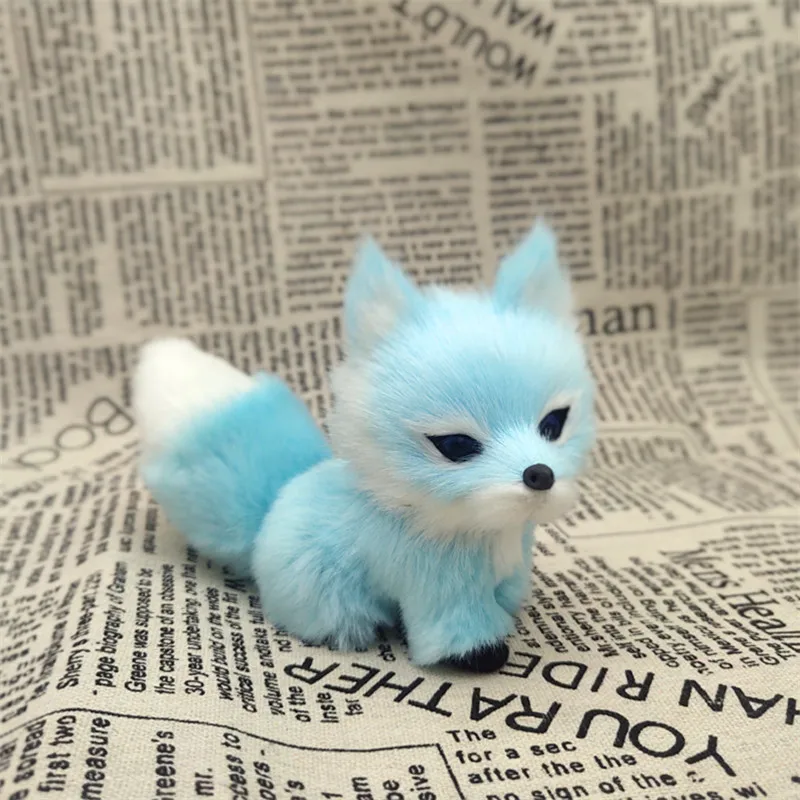 New Real Life Big Head Fox Model Plastic&furs Blue Fox Doll Gift About ...