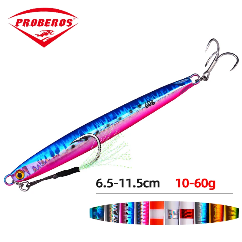 Pro Beros Metal Casting Jig 10g 30g 40g 60g Shore Drag Cast Jigging Spoon Fishing Lure ...