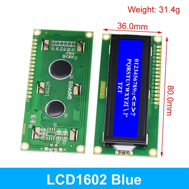 Módulo LCD para Arduino, pantalla verde y azul, interfaz PCF8574T IIC I2C, 0802, 1602, 2004 ...
