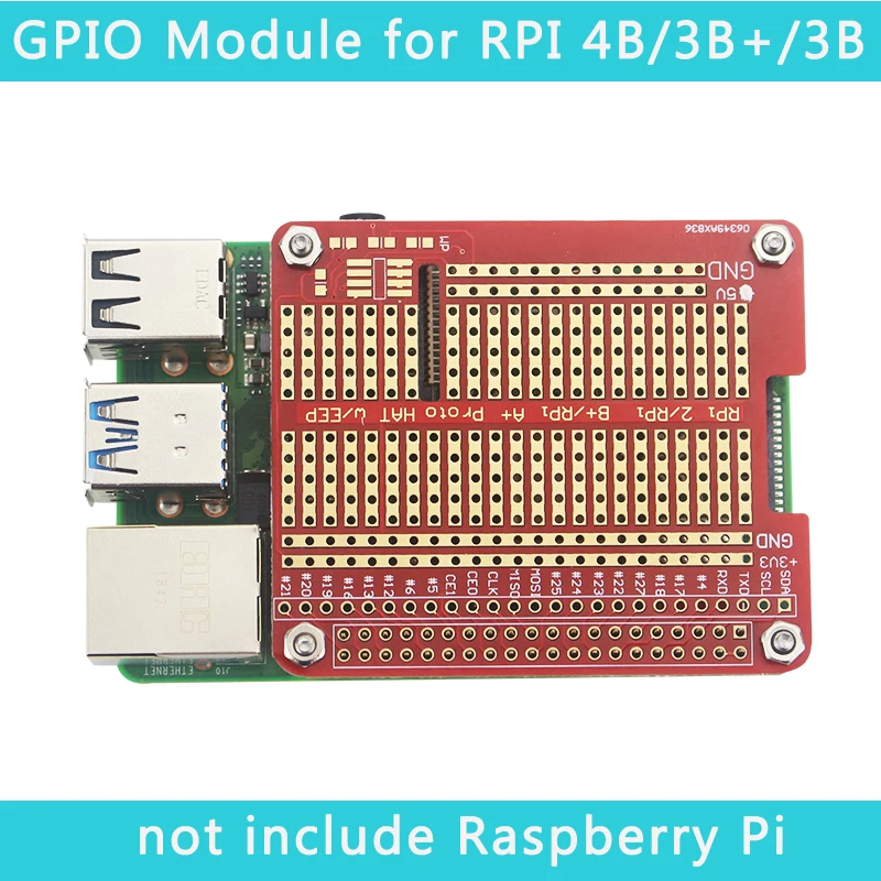 Raspberry Pi Proto HAT Shield Extension Board also for Raspberry Pi 4 Model B Red RPI GPIO Board ...