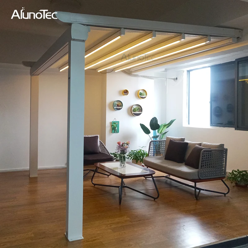 Electric Aluminum Retractable Awning System With Led Lights 5m ...