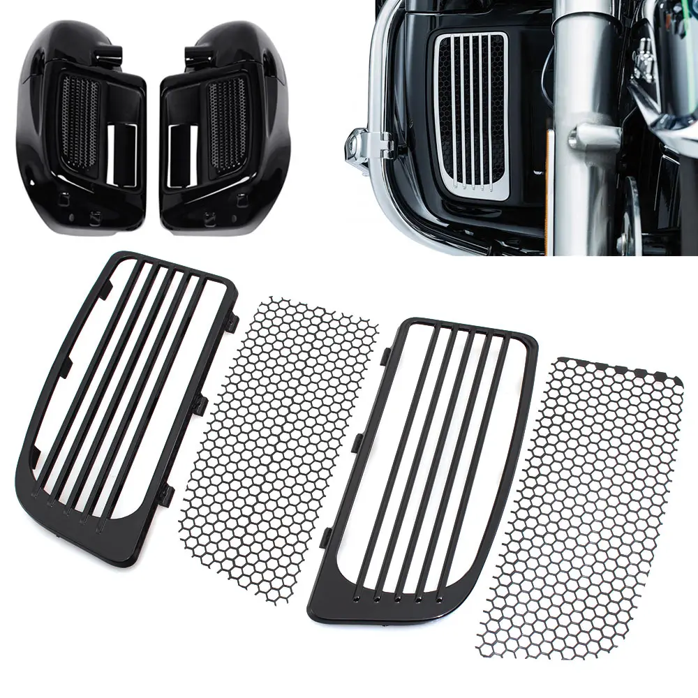 Motorcycle Black Chrome Radiator Grills Lower Fairing Twin Cooled For ...