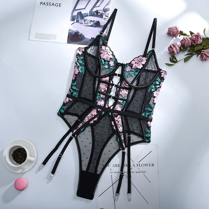 Bodysuit-sexy-de-renda-feminino-macac-o-sexy-de-corpo-vazado-floral ...
