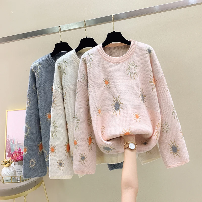 Lazy Style Knitting Sweater Female Fashion Literary Loose Pullover ...