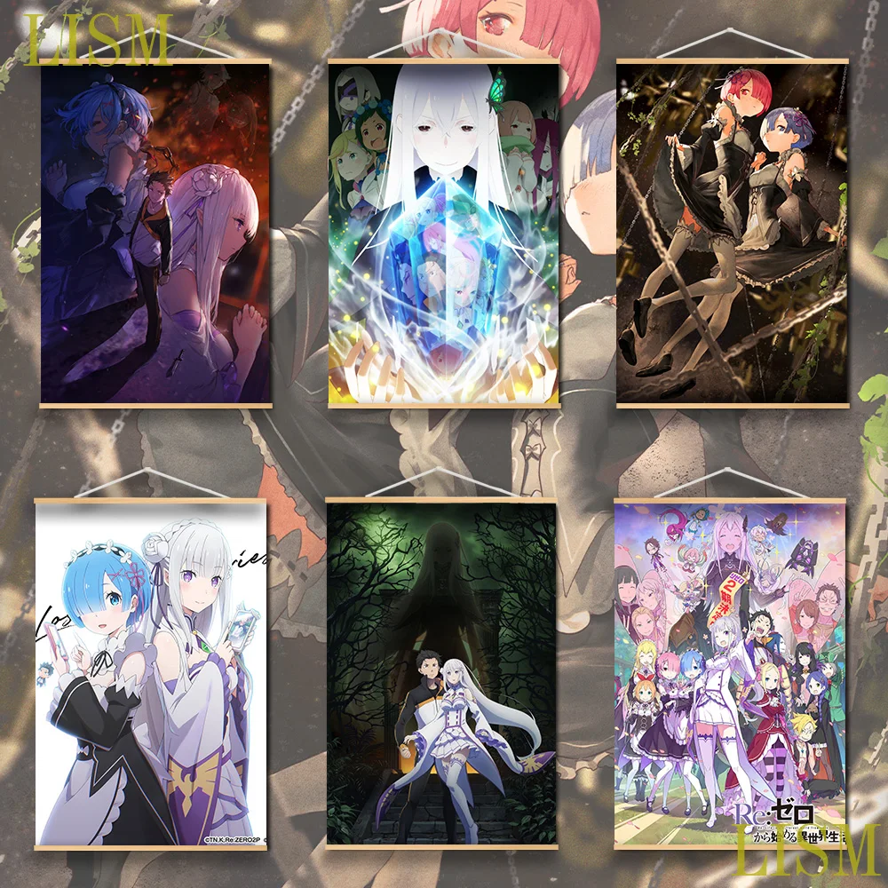 Re Zero Kara Hajimeru iseka Seikatsu 에밀리아 에키드나 렘 램 스바루 애니메이션 포스터, 만화 그림 ...