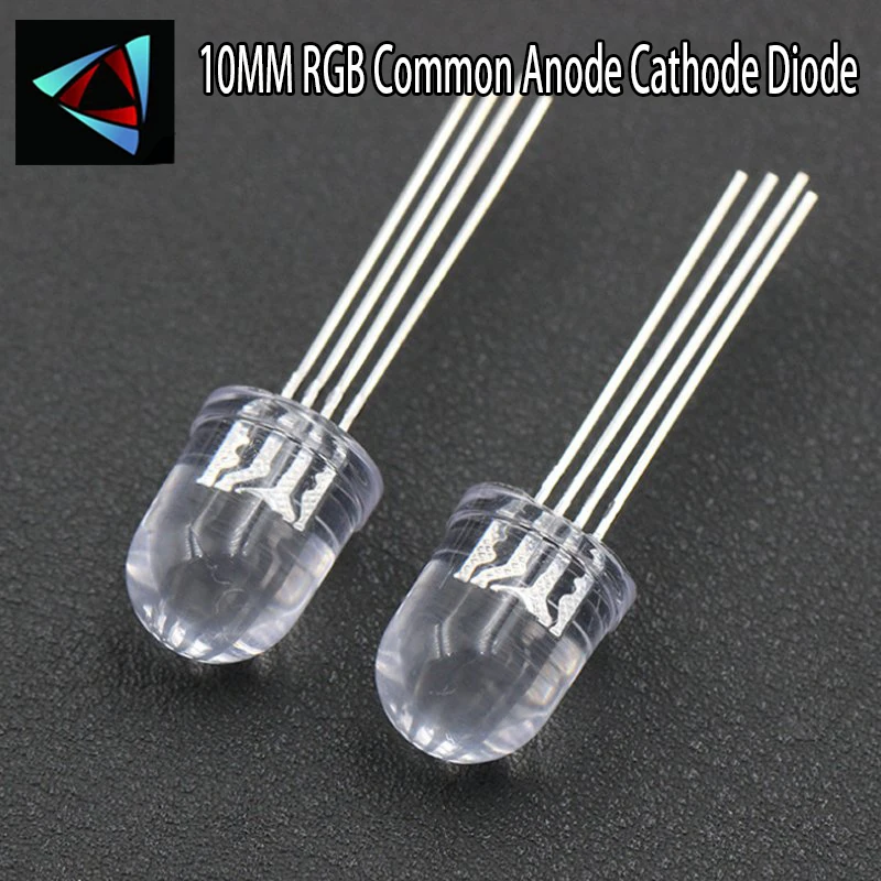 50pcs Full Colors Transparent Rgb Led 10mm Common Anode Cathode Diode ...