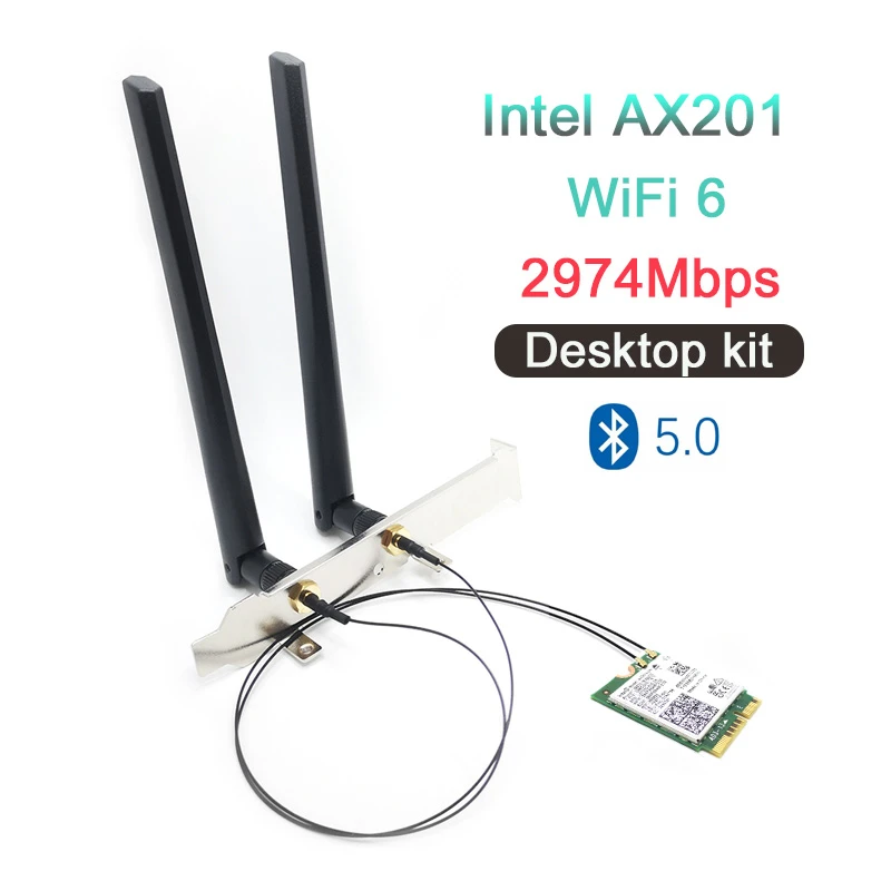 2974mbps Bluetooth 5.0 Wireless Ax201ngw Wifi Desktop Kit Ipex Mhf4 U ...