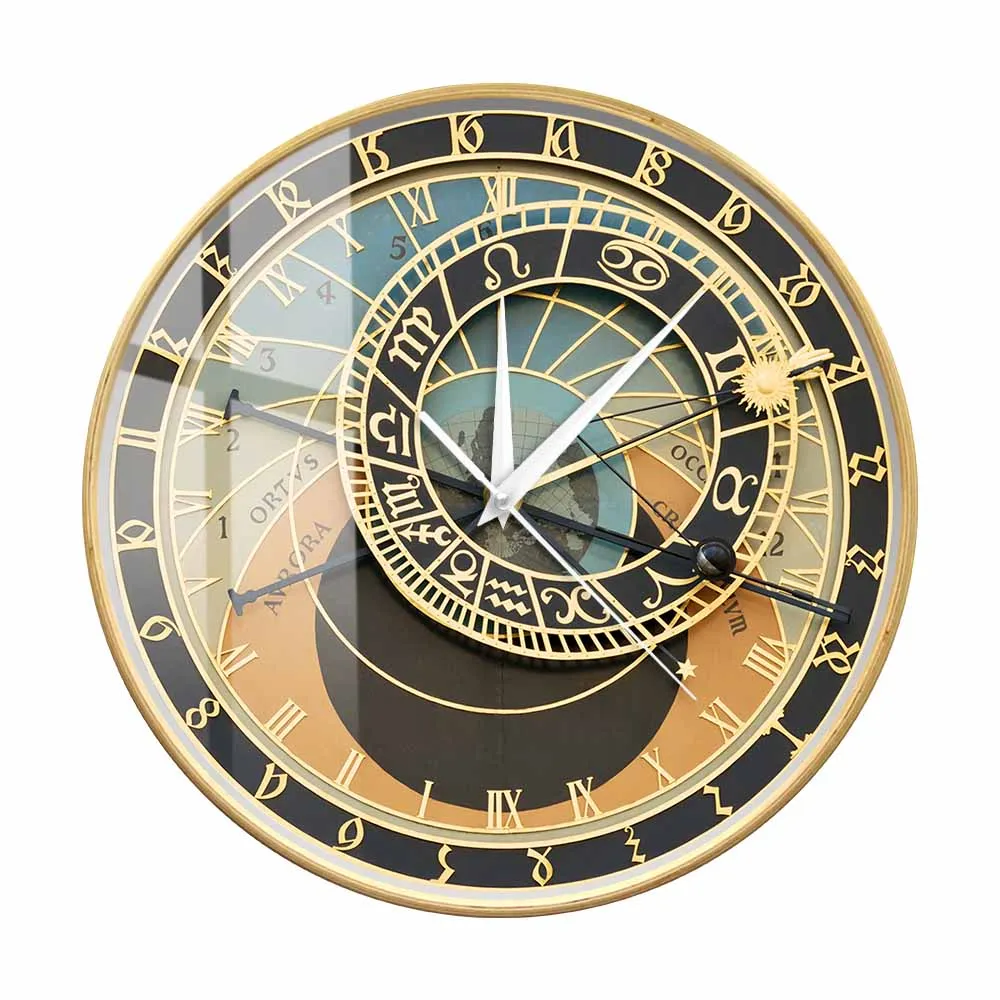 Czech-Republic-Prague-Astronomical-Clock-Face-Wooden-Frame-Wall-Clock ...