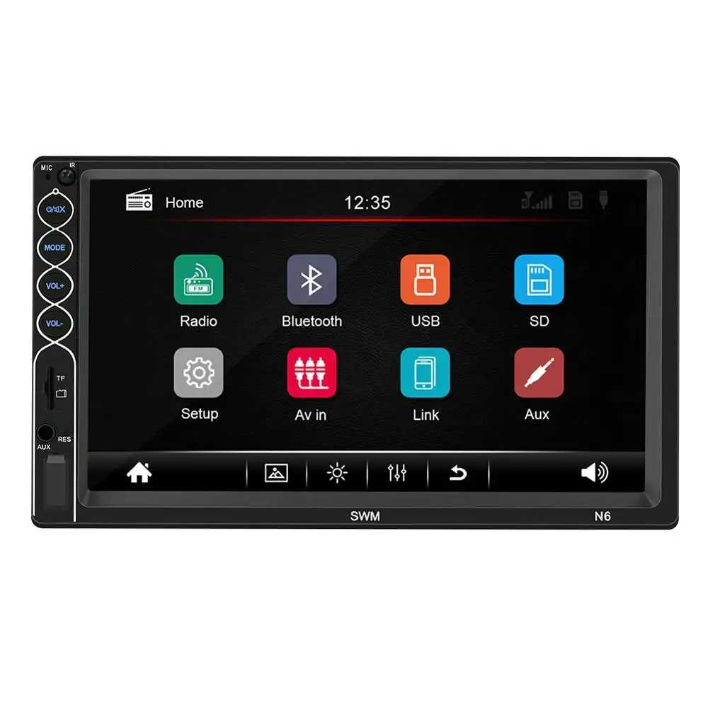 Central multimídia automotiva, 2 din, 7 polegadas, bluetooth, rádio estéreo, mp3, mp5, tela de ...