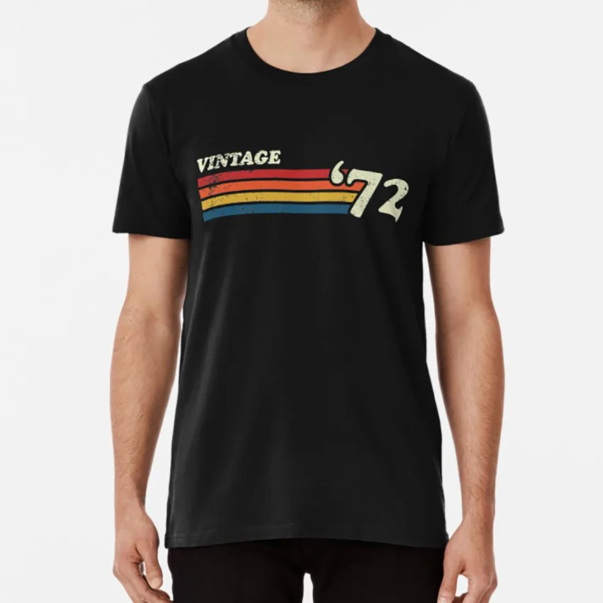 VINTAGE '72 RETRO STRIPES T shirt vintage 72 retro stripes born in 72 ...