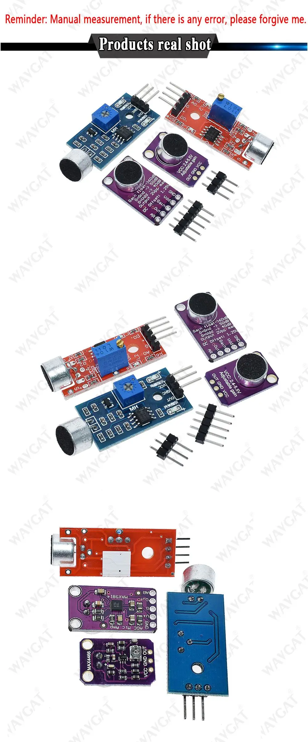 Circuits intégrés,Sound Sensor--Module De Détection Et Contrôle De Sons Max4466 Max9814 Pour ...