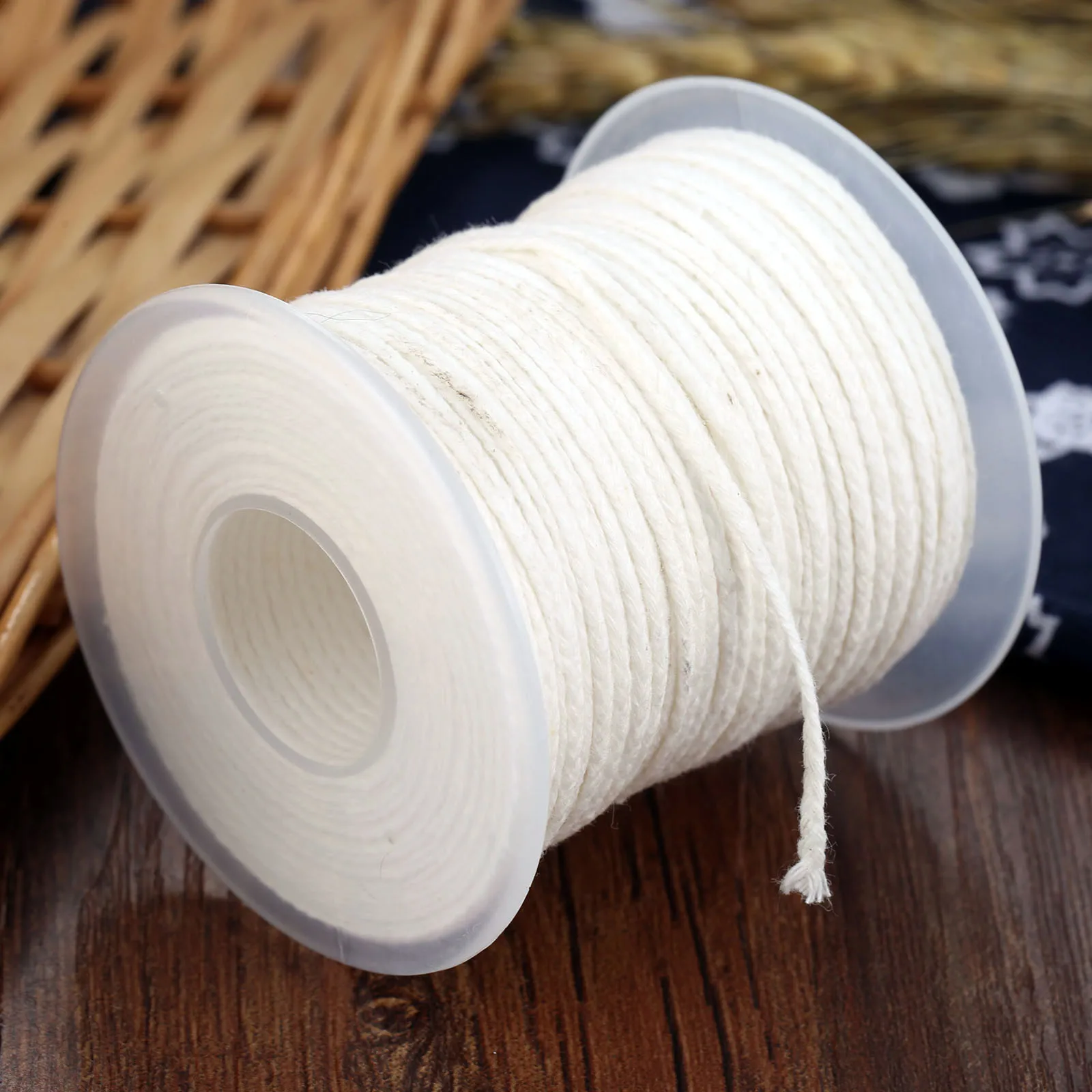 1 Spool of Unwaxed Cotton Square Braid Candle Wicks Candle Wax Core 61m ...