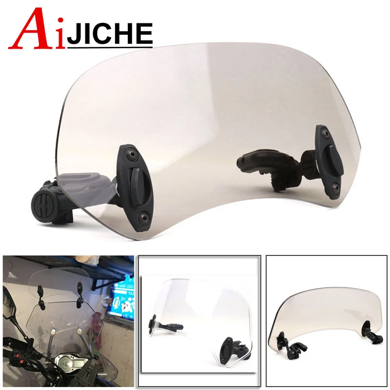 Universal Motorcycle Scooter Adjustable Clip On Windscreen Windshield ...