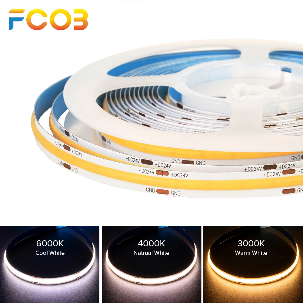 Fcob Led Light Strip 384 480 528 Leds Cob Led Lights High Density ...