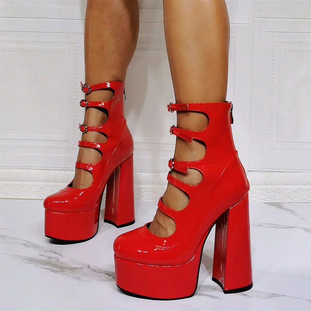 Mcnabney 2022 New Women Christmas Mary Jane Leather Red Sexy Belt ...