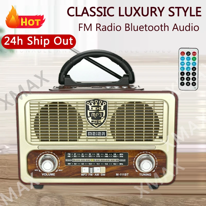 Retro-Radio-Wireless-Bluetooth-Portable-Wooden-Outdoor-HIFI-Speaker-FM ...