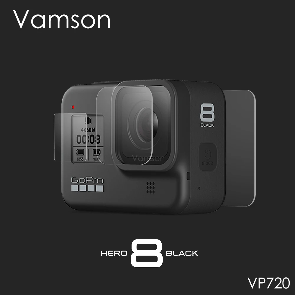 Vamson for Gopro Hero 8 Black Tempered Glass Screen Protector Action ...