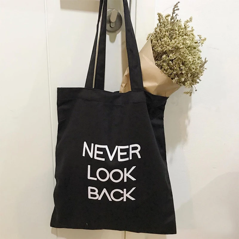 NEVER-LOOK-BACK-Funny-Letter-Print-bag-female-tote-bags-Aesthetic ...