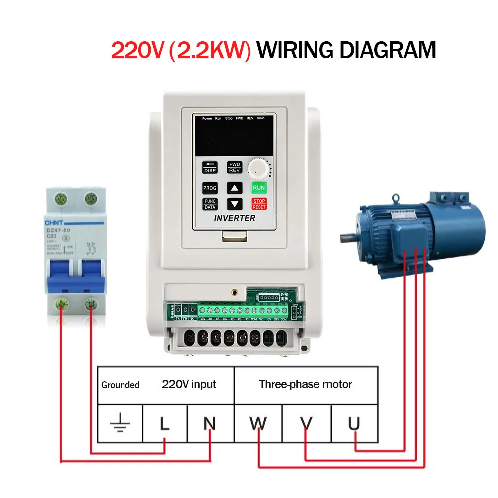 220V VFD 1.5KW 2.2KW 4KW Single phase inverter VFD 2hp3hp inverter ...