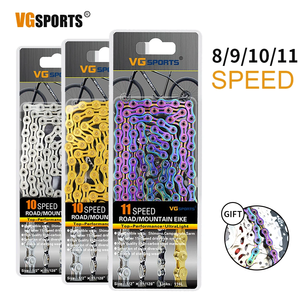Ultralight 116L VG Sports 8 9 10 11 Speed Bicycle Chain Silver Gold ...