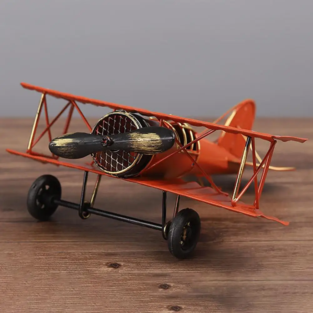 Vintage-Biplane-Model-Mini-Figurines-for-Home-Decor-Metal-Iron-Air ...