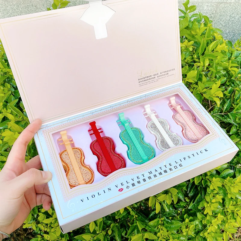 Violin-Musical-Note-Velvet-Matte-Lipstick-5pcs-Lip-Makeup-Set-Smooth ...