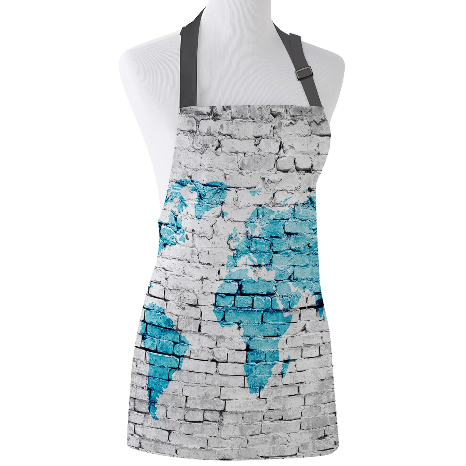 Personalized Aprons Brick Wall World Map Female Couples Kids Bib Canvas ...