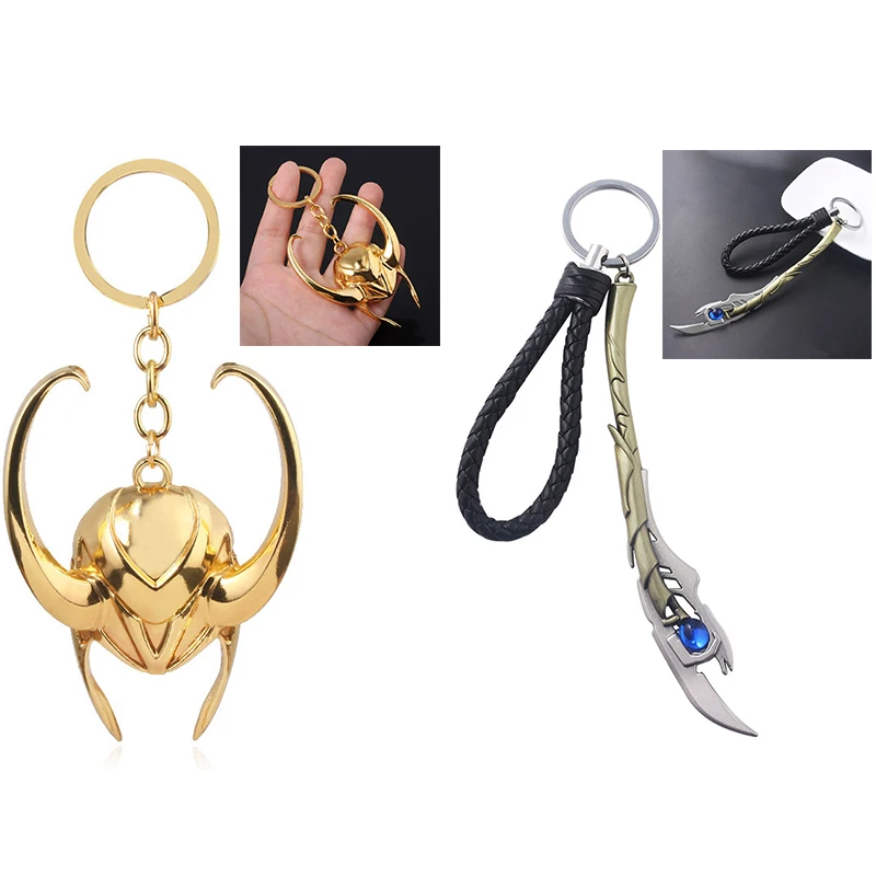 Anime Cospaly Loki Helmet Keychain Leather Rope Series Products Key ...