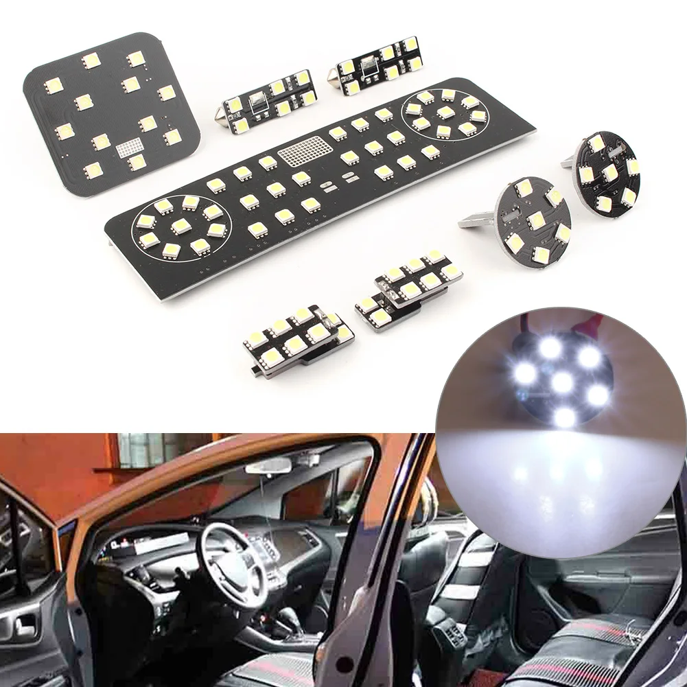 Placa-de-luz-led-para-interior-de-carro-branco-88-smd-luz-de-espelho ...