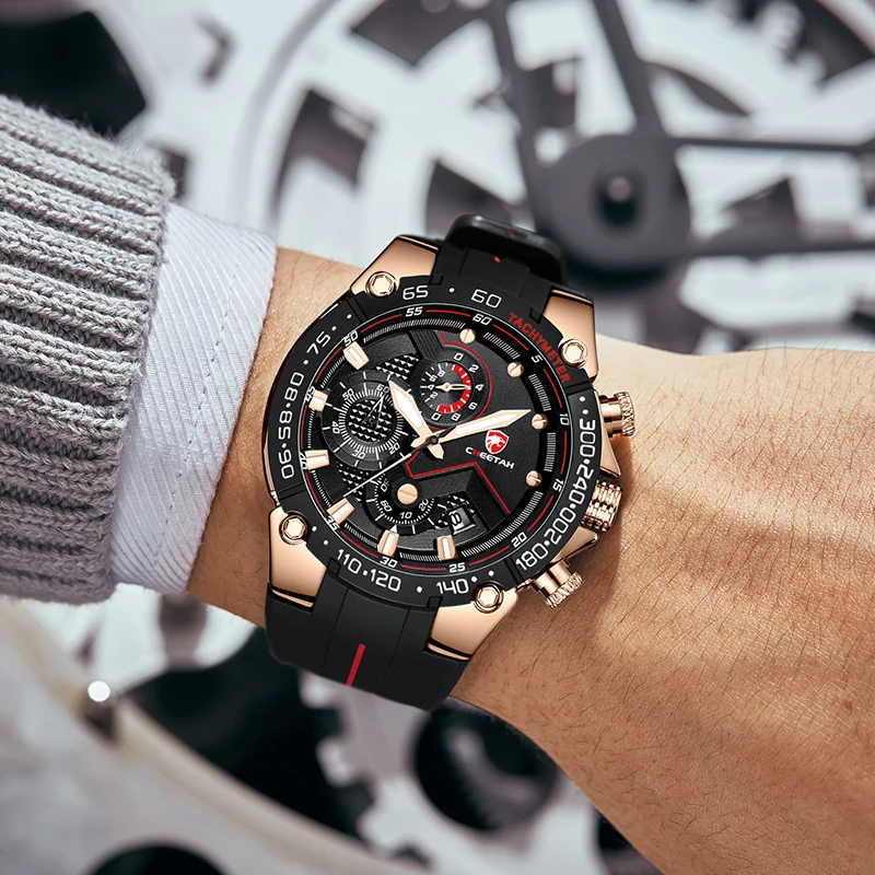 CHEETAH CH-1606-RG-B Mens Silicone Strap Chronograph Watches-Shenzhen ...