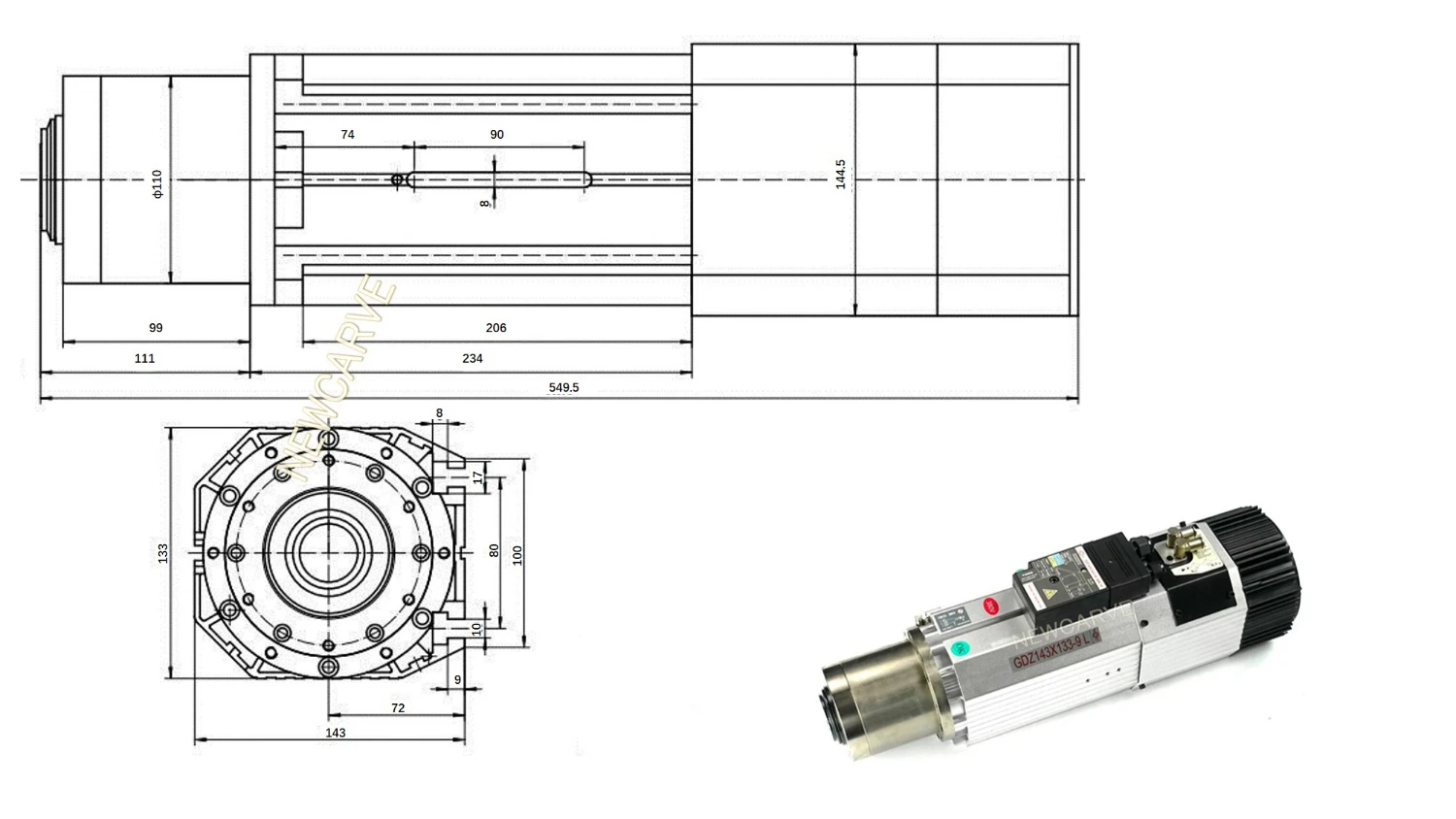 9KW ATC Spindle Kit Air Cooled ISO30 Automatic Tool Changer Spindle ...