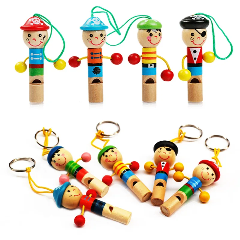 Wind Instrument Musical Toy 7cm Wooden Cartoon Whistle Baby - AliExpress