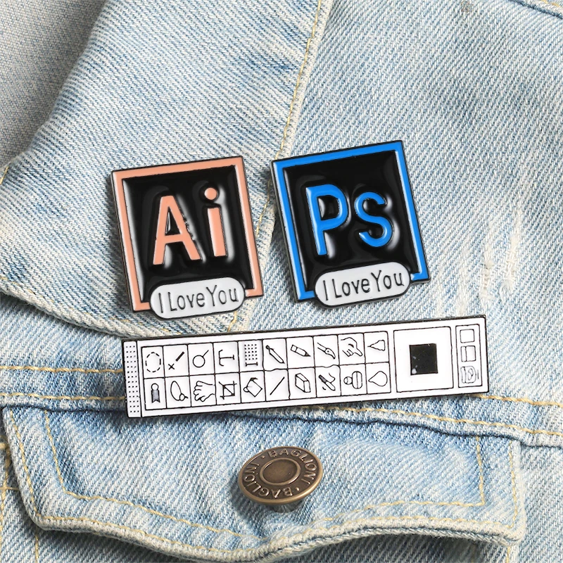 Adobe-Illustrator-Photoshop-Ai-Brooches-PS-Toolbar-Label-Pins-Badge ...