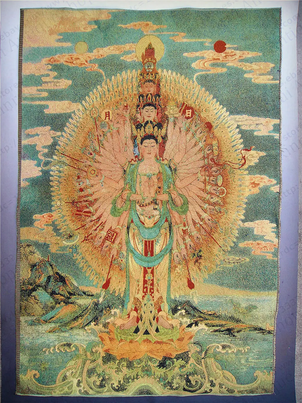 Seda tibetana de China, Mural Thangka Tangka, estatua de Buda de mil ...