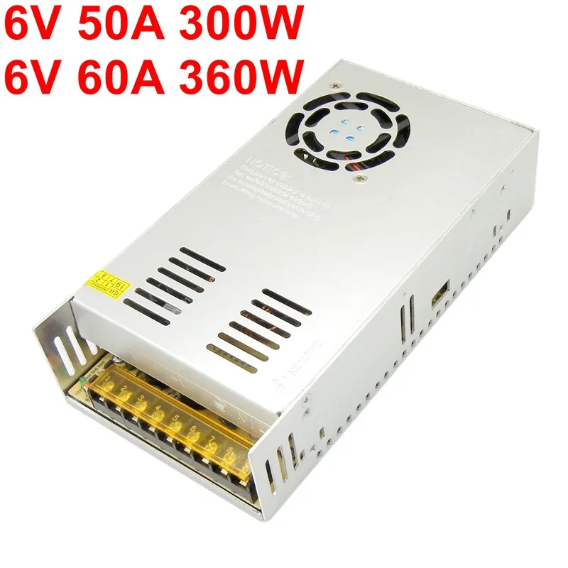 DC 6V 50A 60A Regulated Switching Power Supply 300W 360W AC/DC Voltage ...