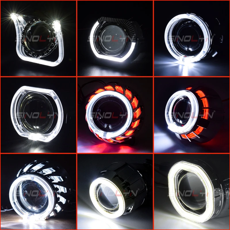 Sinolyn Projector Led Angel Eyes Shrouds Led Drl Bezel Headlight Lenses ...