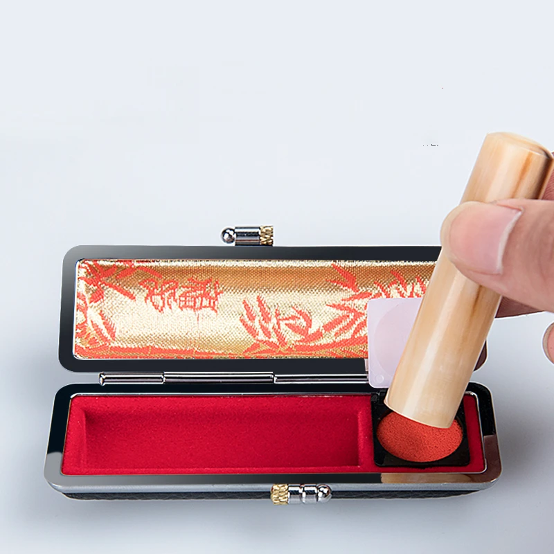 Japanse Hanko Chop Doos Seal Lederen Doos Studeren In Japan Ronde Hoorn ...