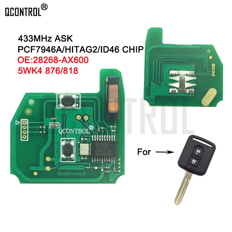 QCONTROL Car Remote Key Circuit Board for NISSAN Cabstar F24M Micra K12 ...