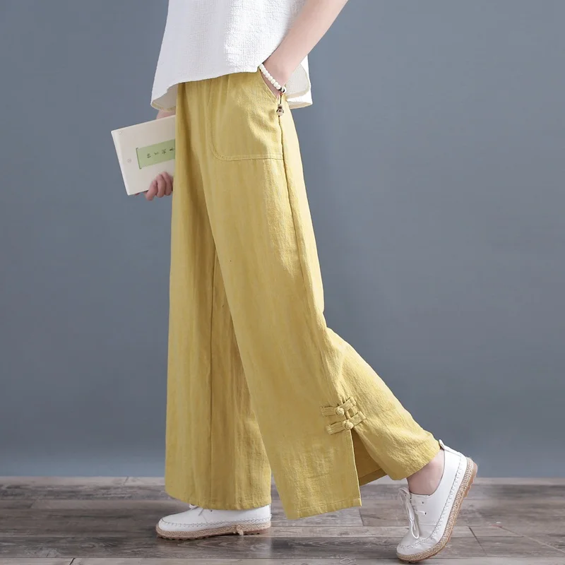 Pants Cotton Linen Chinese Women | Chinese Wide Leg Pants Women ...