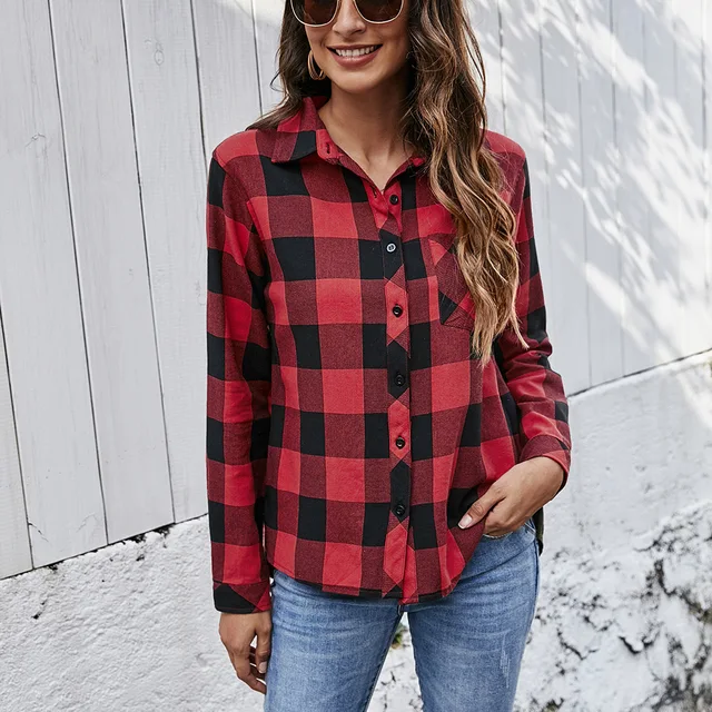 Blusa Cuadros Mujer Rojo Y Negro | atelier-yuwa.ciao.jp