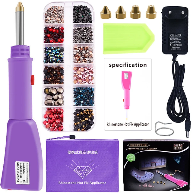 Rhinestone Kit Hotfix Rhinestone Applicator Kit With 7 Tips & 4 Stone ...